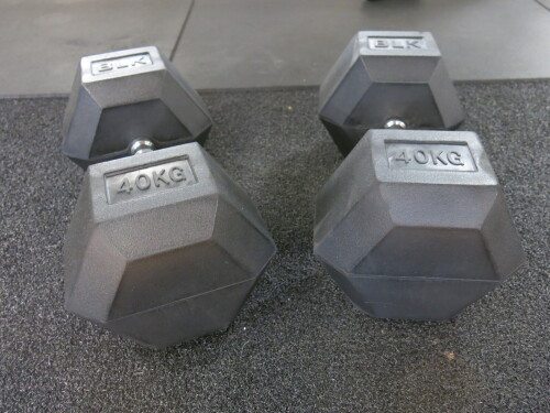 Pair of BLK BOX 40kg Dumbbells.