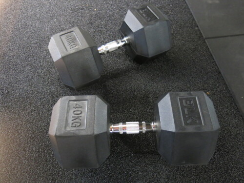 Pair of BLK BOX 40kg Dumbbells.