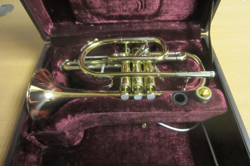 Besson Brass Coronet Pocket Trumpet in Leather Bound Case