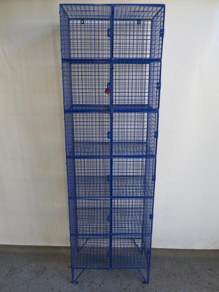 Wire 12 Cube Employee/Storage Rack in Blue. H200 x W60 x D40cm.