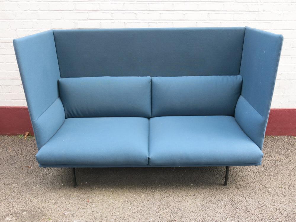 Designer German Made, High Back Two Seater Breakout Sofa in Light Blue ...
