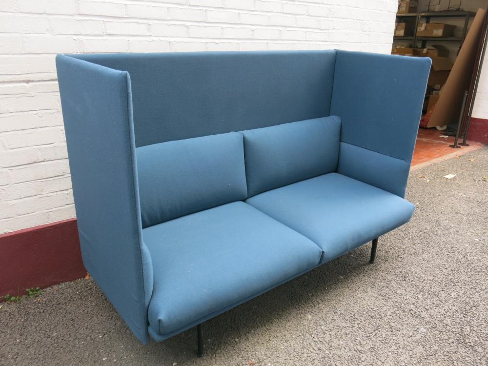 Designer German Made, High Back Two Seater Breakout Sofa in Light Blue ...