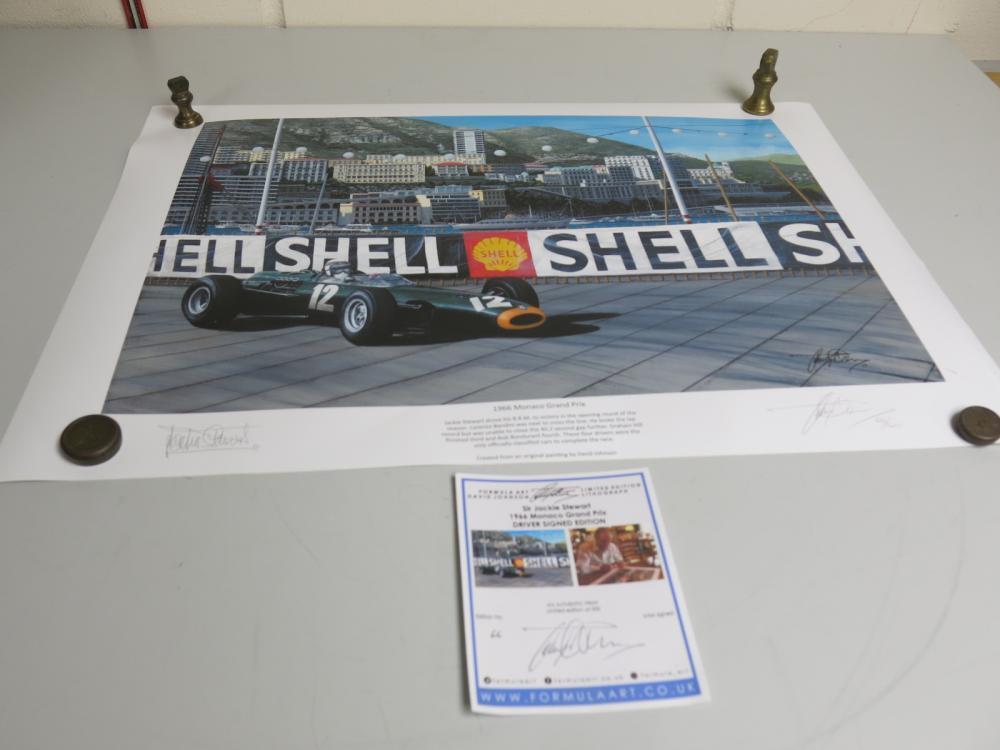 Formula Art Limited Edition David Johnson Lithograph. Sir Jackie Stewart 1966 Monaco Grand Prix ...