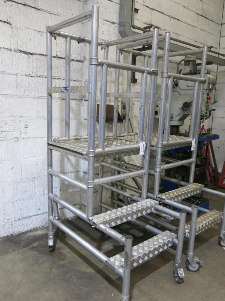 Heavy Duty Aluminium Podium Steps On Castors, Size H2.2m x W70cm x D115cm.