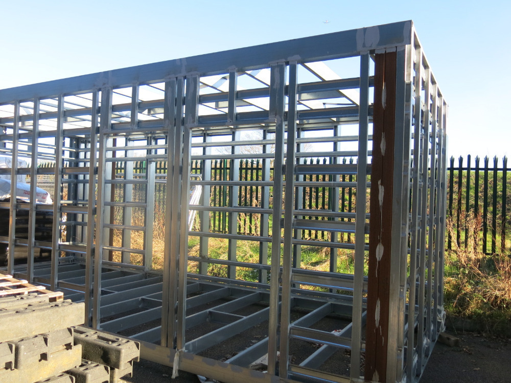 Galvanised Steel Modular Building Bare Carcass. Overall Size 9.5m x 3.6m.