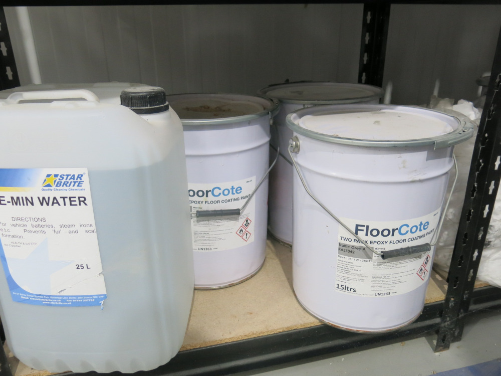 3 x Bays with Assorted Stock of Primer, Paints Floor Coating & Other ...