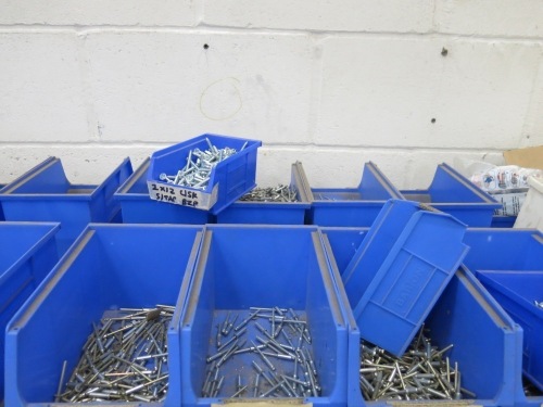 5 x Bays of Blue Parts Racking with Approx 260 x Lin Bins of Fixings ...