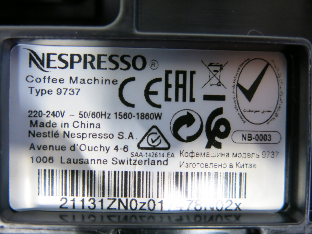 Nespresso Professional Pod Coffee Machine, Type 9737.