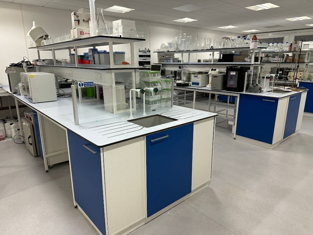 Contents of Laboratory with Interfocus MyNewLab Cupboards & Worktop to Include: 3 x Sections of ...