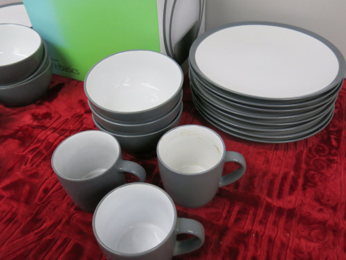 Large Quantity of John Lewis China Dinner Set in Steel to Include: 12 ...