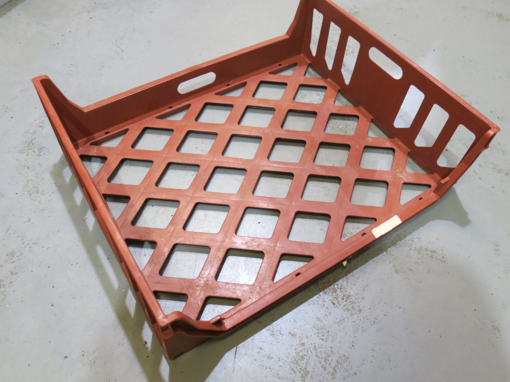 WITHDRAWN: 38 x Red Stackable Bakery Trays. Size H18 x W66 x D55cm.