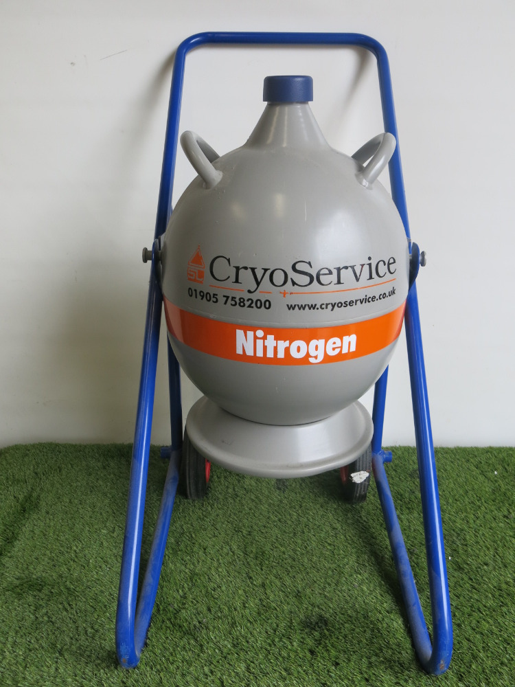 CryoService Liquid Nitrogen Transport Container on Trolley.