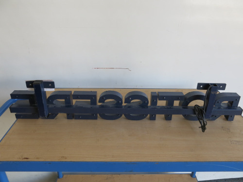 LED Lit Rotisserie Sign on Blue Metal Box Frame. Size H11 x W86 x D10cm ...