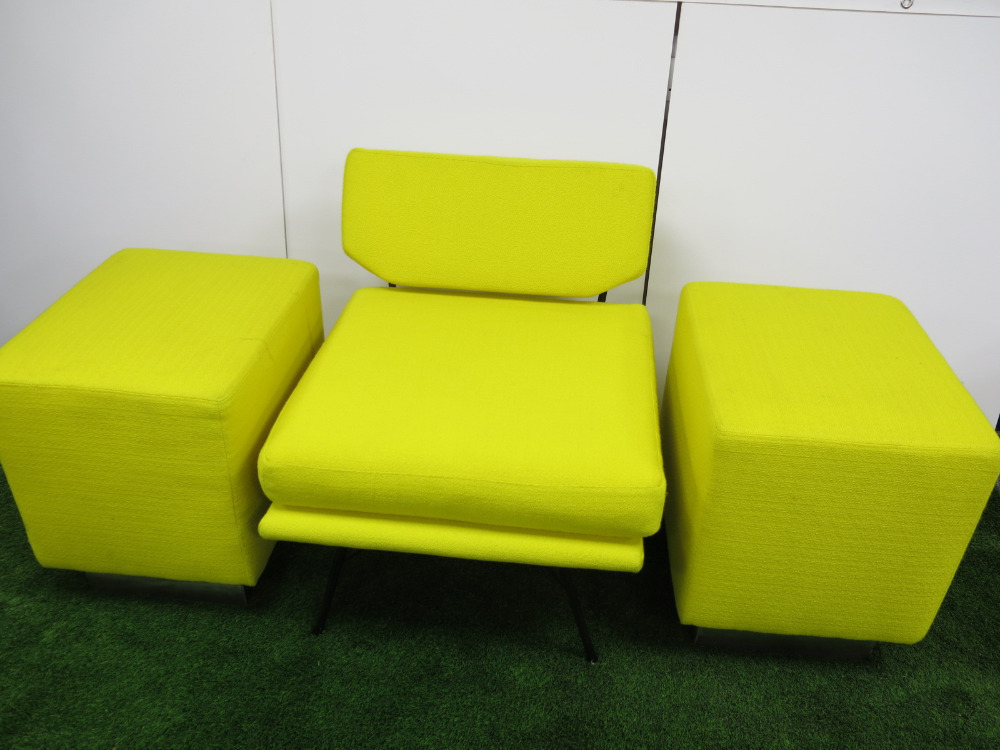 Arflex Elettra Lounge Chair Designed by B.B.P.R in Yellow Hopsack with ...