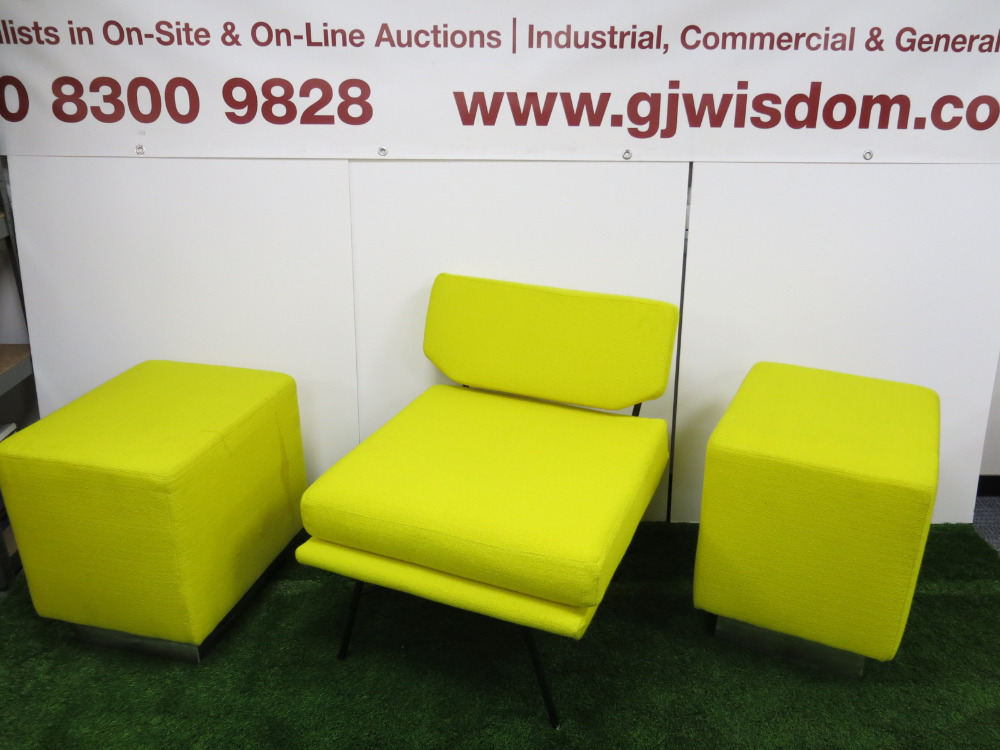 Arflex Elettra Lounge Chair Designed by B.B.P.R in Yellow Hopsack with ...