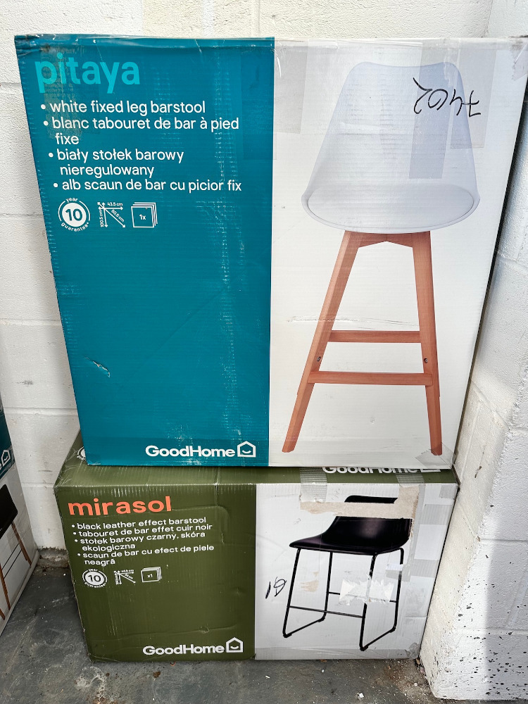 8 x Boxes of GoodHome Bar Stools to Include: 6 x Cartons of 2Pcs Bandel ...