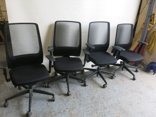 4 x Interstuhl Mesh Back Office Swivel Chairs. NOTE: slight damage to ...