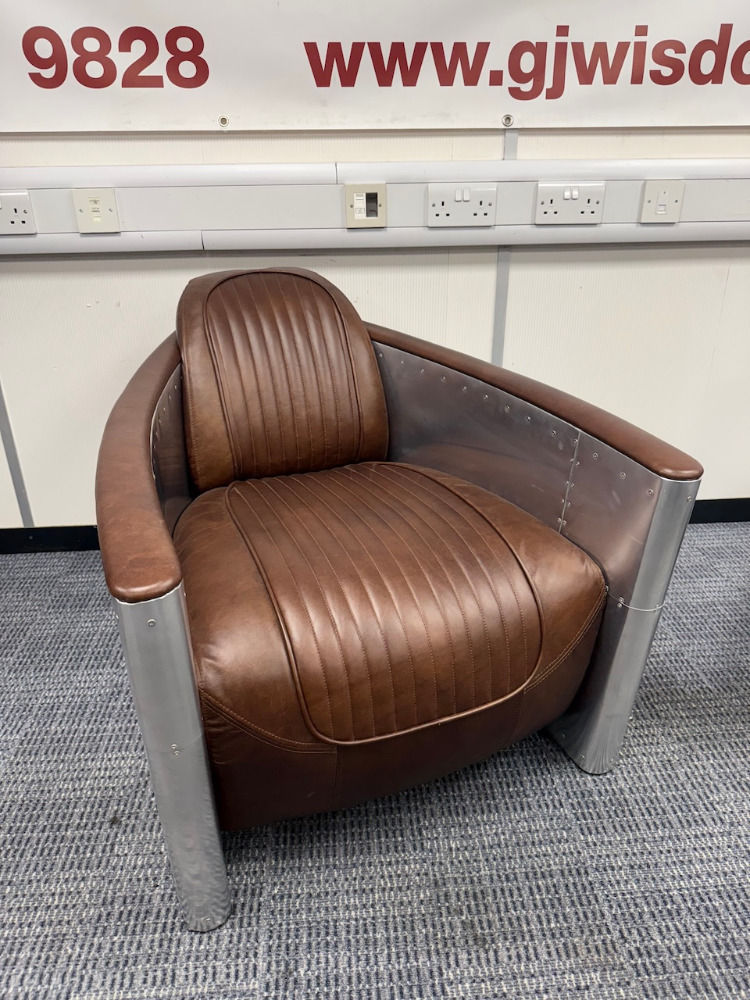 Timothy Oulton Aviator Tomcat Chairs in Brown Leather & Spitfire Design ...