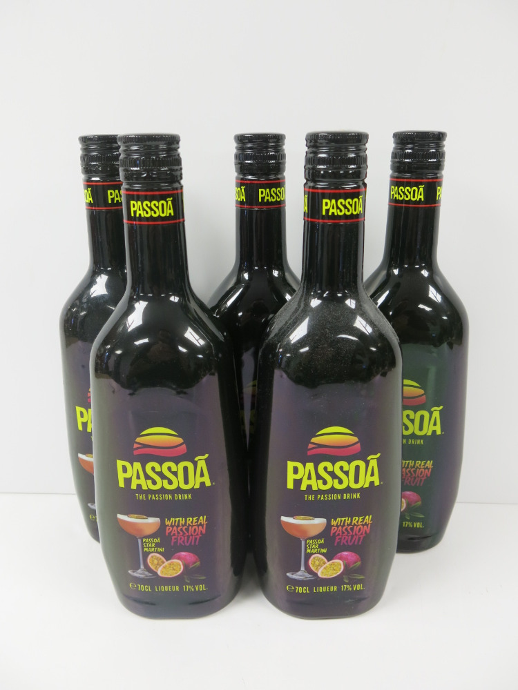 5 x Bottles of Passoa The Passion Drink Liqueur, 700ml.