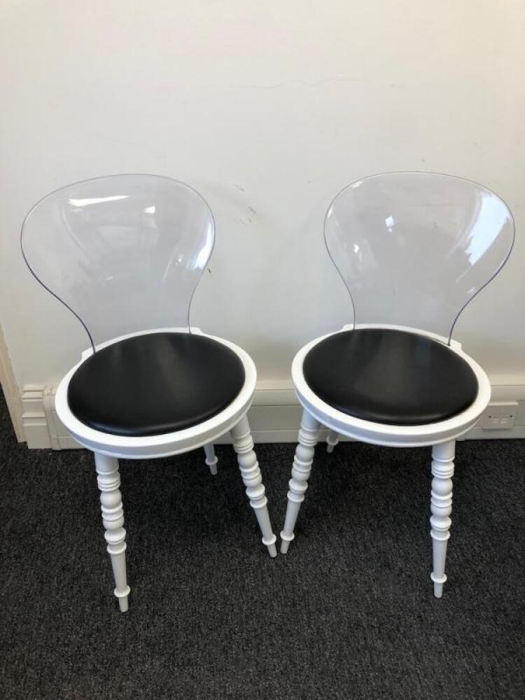 19 x Gloss White Dining Chairs with Clear Perspex Backrest