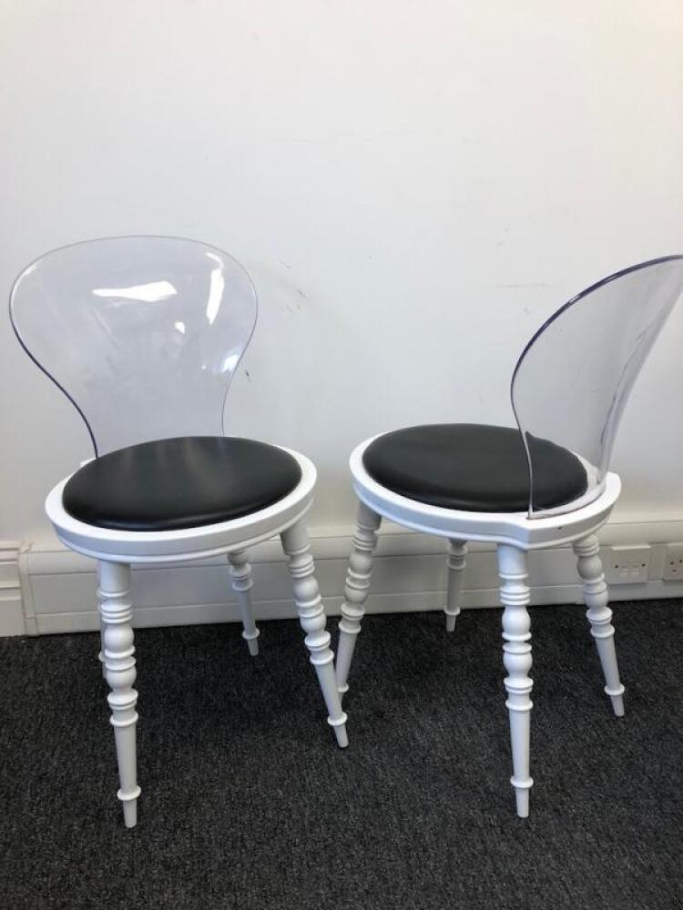 19 x Gloss White Dining Chairs with Clear Perspex Backrest
