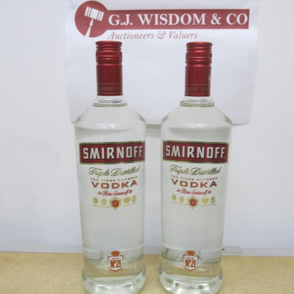 2 x Bottles of Smirnoff Vodka No 21, Triple Distilled, Ten Times ...