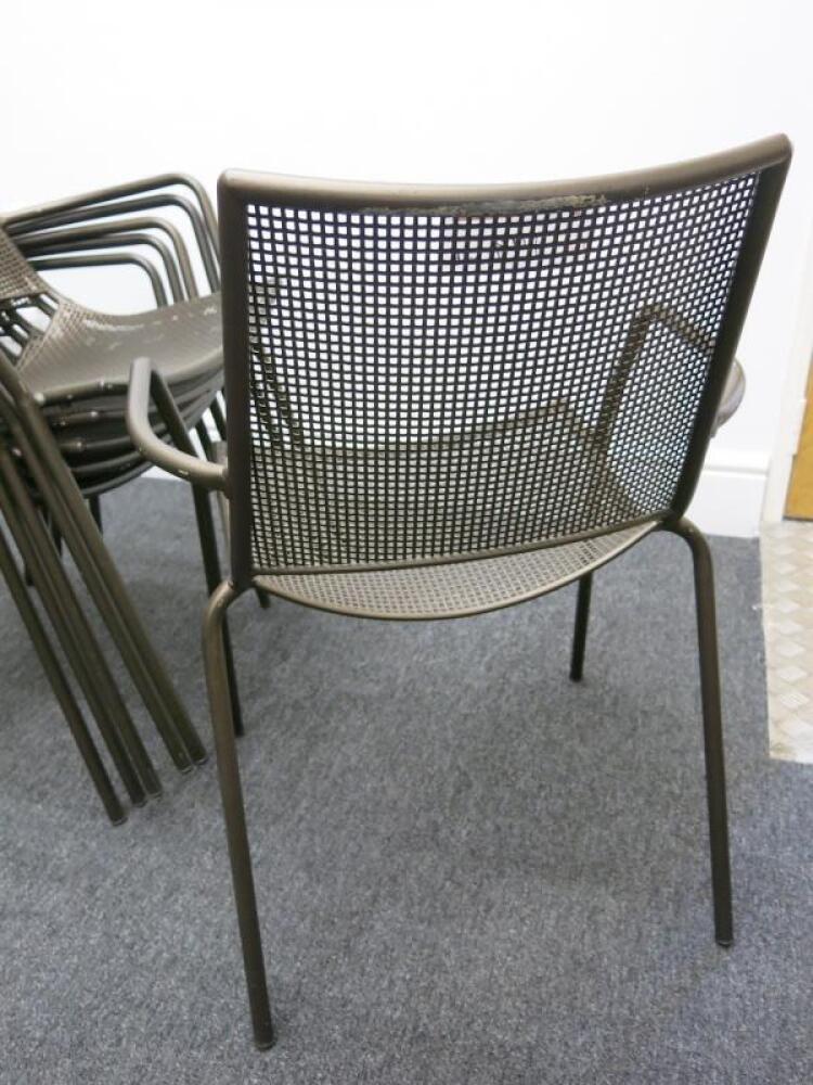 6 x Bronze Coloured, Cast Outdoor Stacking Chairs