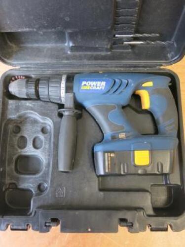 Power Craft 24v Cordless Hammer Drill, Model 9144 with Battery in Carry ...