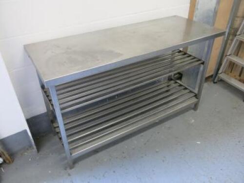 Stainless Steel Prep Table with 2 Slatted Shelves Under. Size H84cm x ...